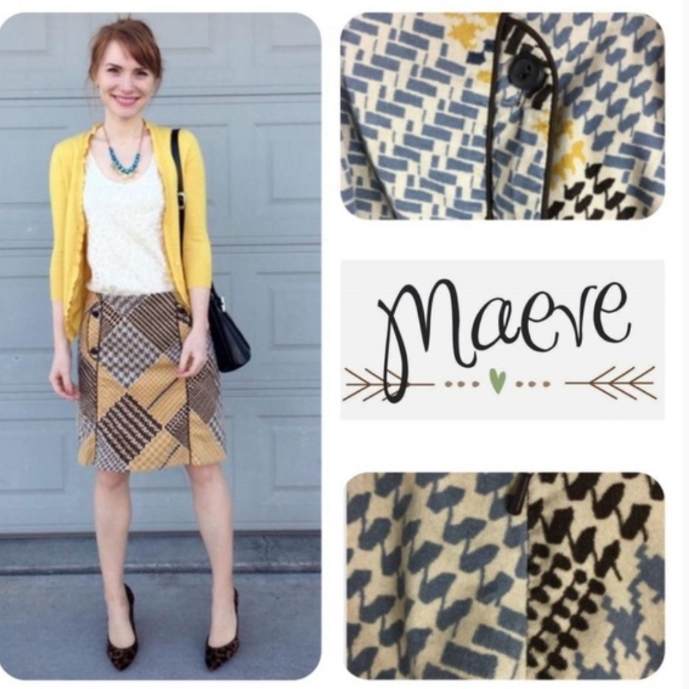 Maeve Velvet Houndstooth Print Skirt - Gem